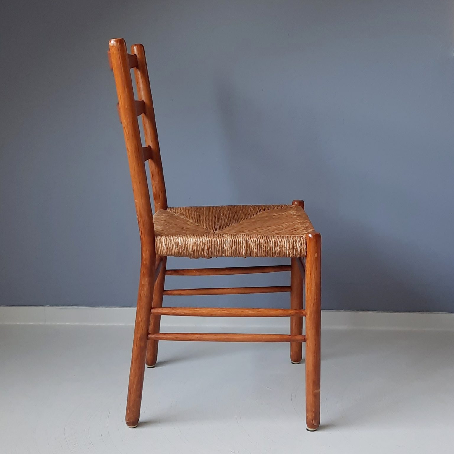 Houten stoel met biezen zitting, Hein Salomonson, jaren '50